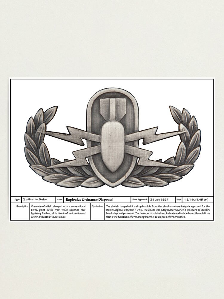"EOD badge technical" Photographic Print by jcmeyer | Redbubble