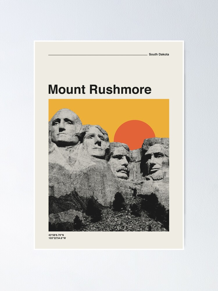 "Mount Rushmore Retro National Park Poster" Poster by enricadenicola ...