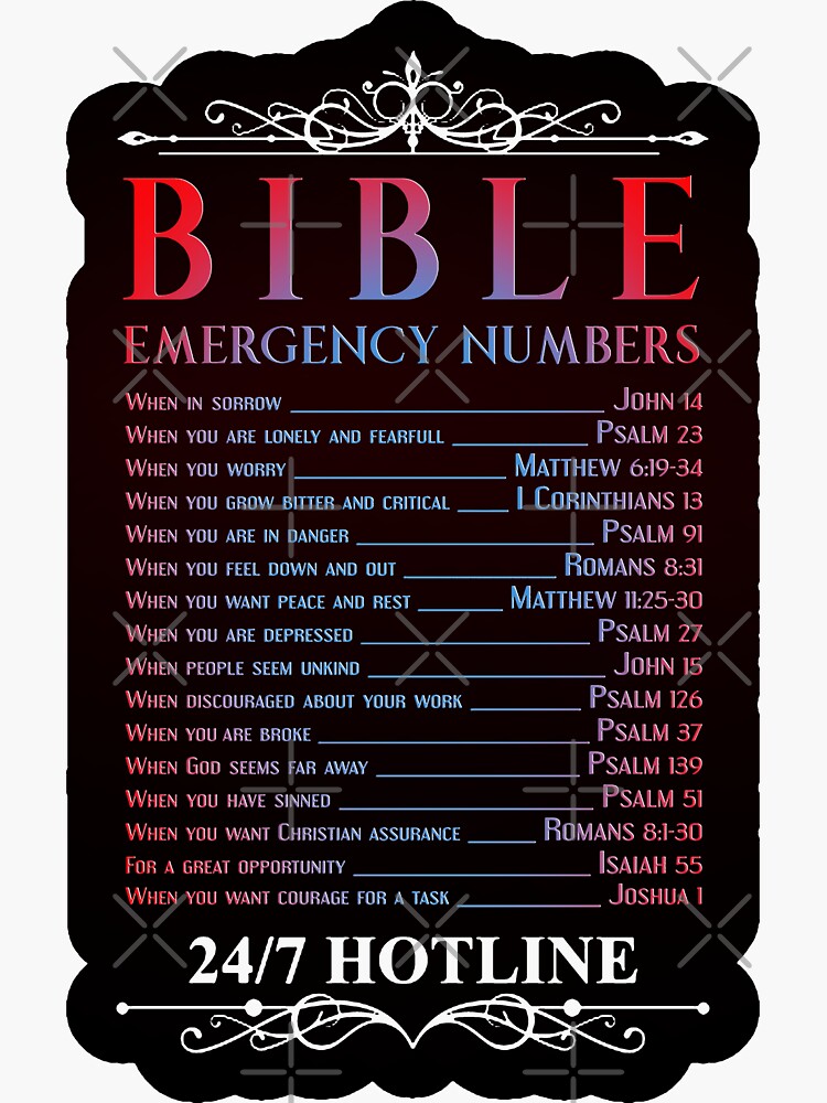 " Bible Emergency Numbers (hotline call )" Sticker for Sale by ...