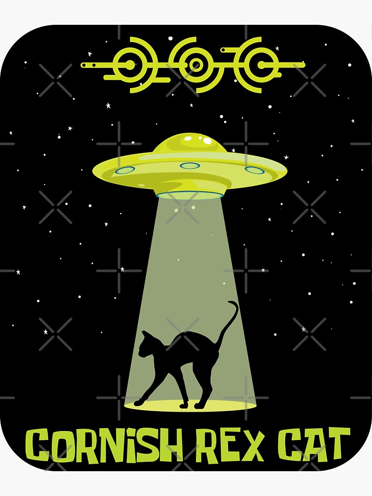 "Cornish Rex Cat Alien Abduction" Sticker by sharkistore | Redbubble