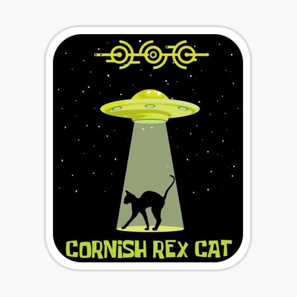 "Cornish Rex Cat Alien Abduction" Sticker by sharkistore | Redbubble