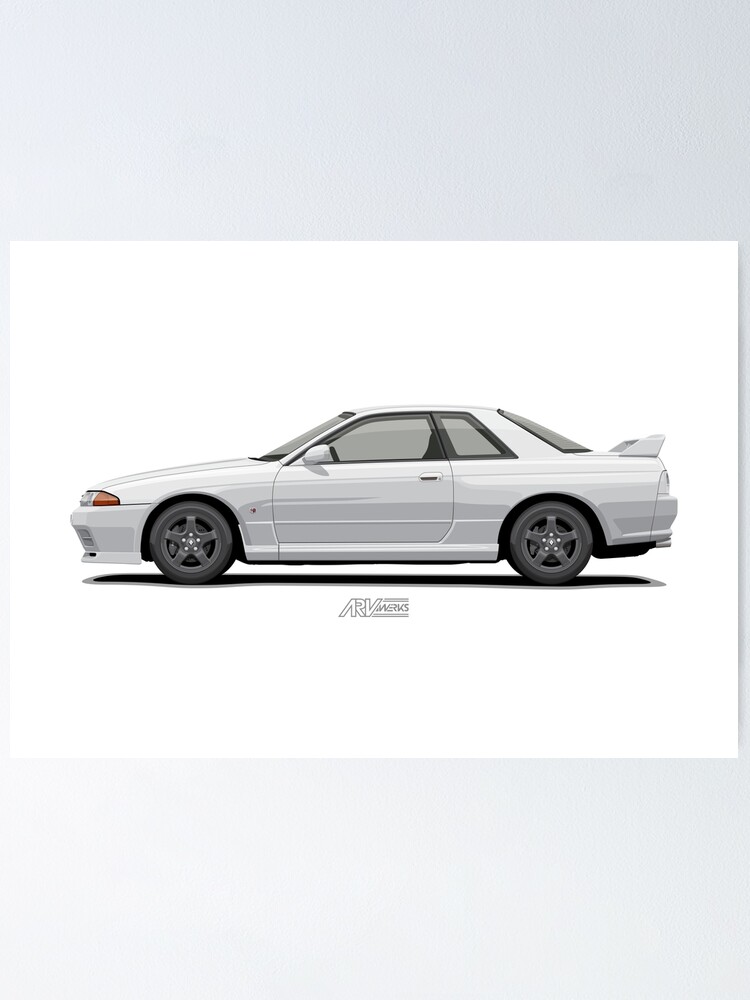 "SKYLINE GTR R32 White" Poster for Sale by ARVwerks | Redbubble