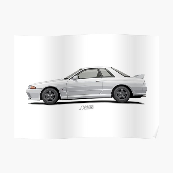 "SKYLINE GTR R32 White" Poster for Sale by ARVwerks | Redbubble