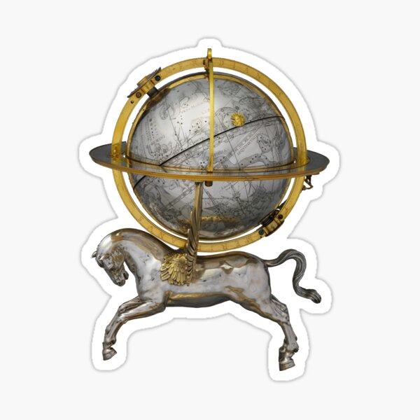"Celestial globe with clockwork and Pegasus" Sticker by angelisart ...