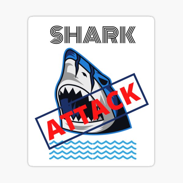 "Shark attack" Sticker for Sale by Bingcreative | Redbubble