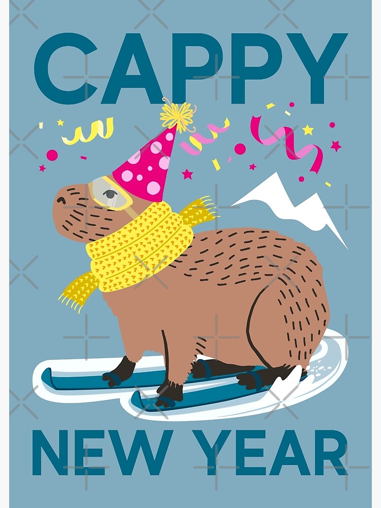 "Funny Happy New Year Capybara, funny new year capybara pun" Poster for ...