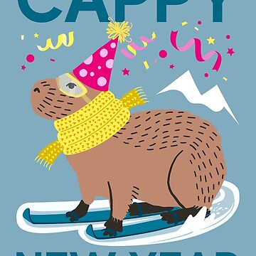 "Funny Happy New Year Capybara, funny new year capybara pun" Poster for ...