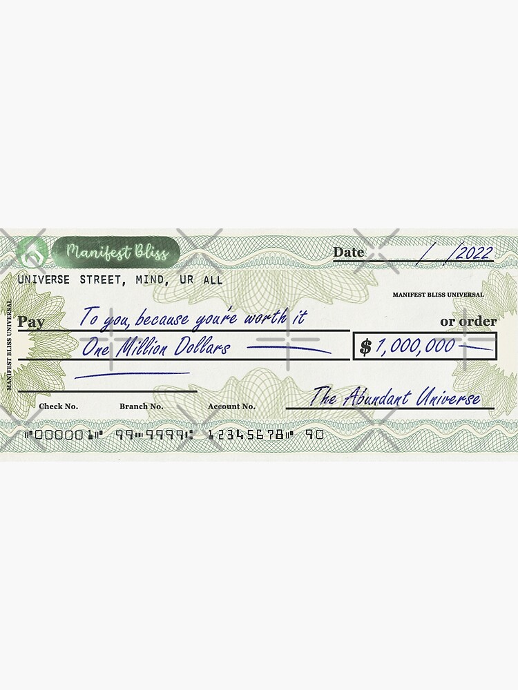"$1,000,000 check - Helps you to visualize what you want to manifest ...