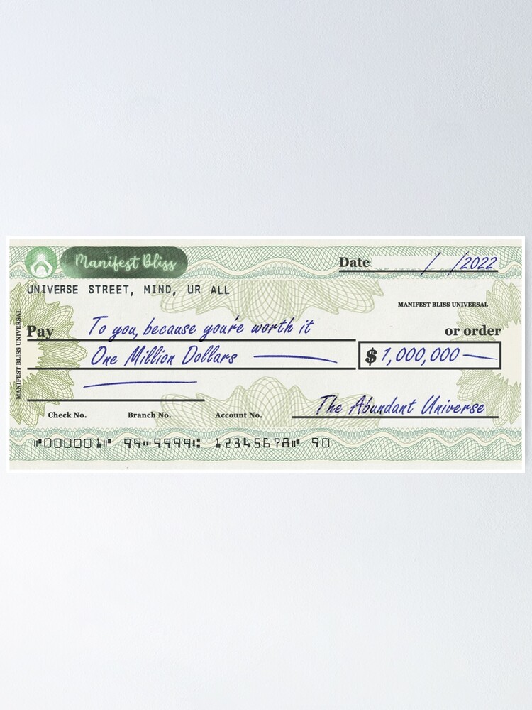 "$1,000,000 check - Helps you to visualize what you want to manifest ...