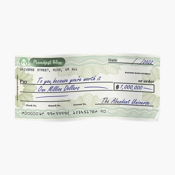 "$1,000,000 check - Helps you to visualize what you want to manifest ...