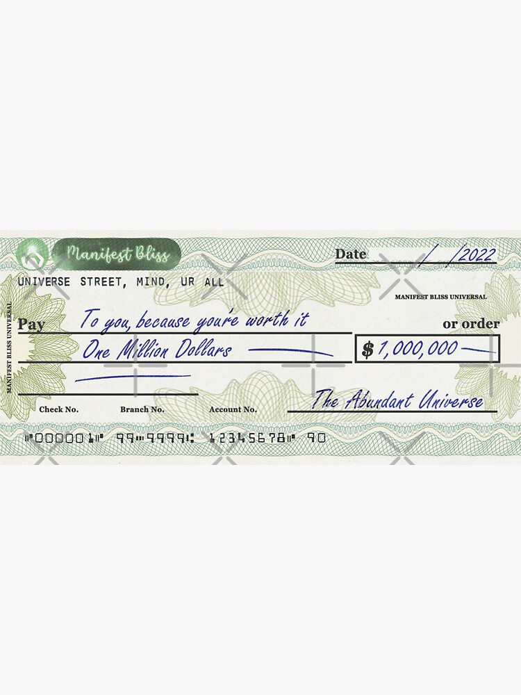 "$1,000,000 check - Helps you to visualize what you want to manifest ...