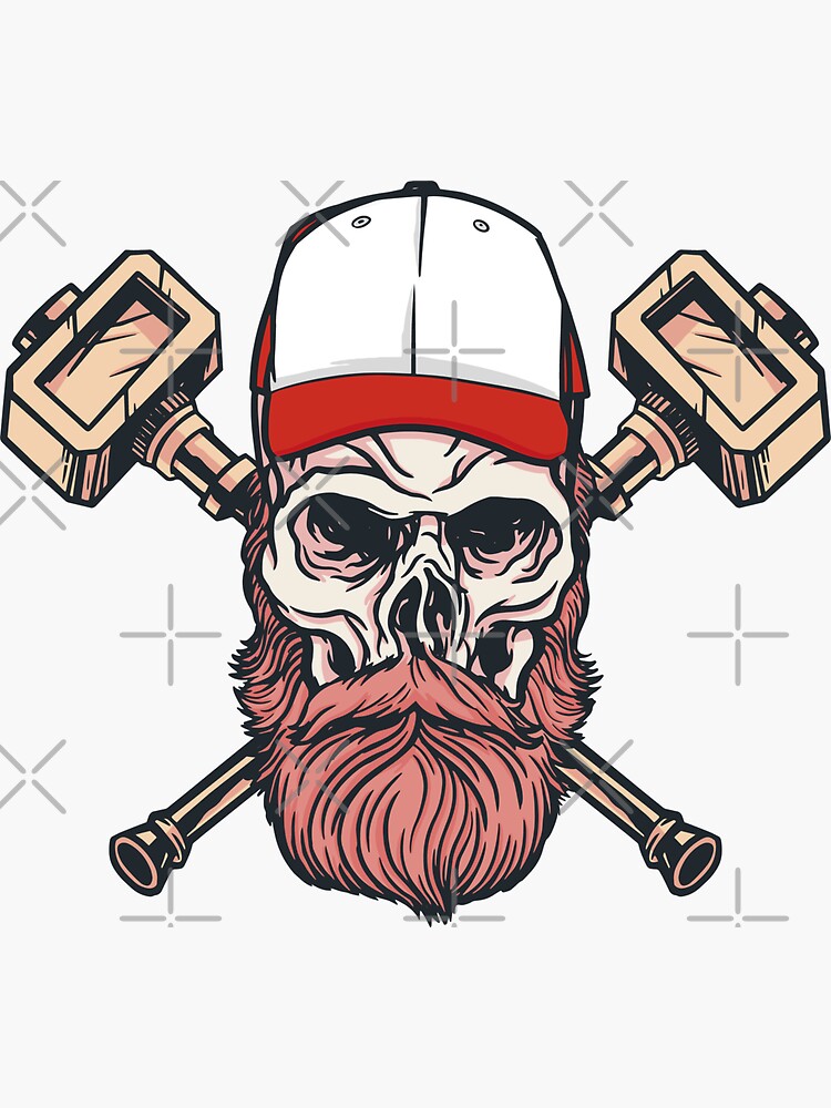 " Skull With Bearda And Hat" Sticker by turbineur | Redbubble