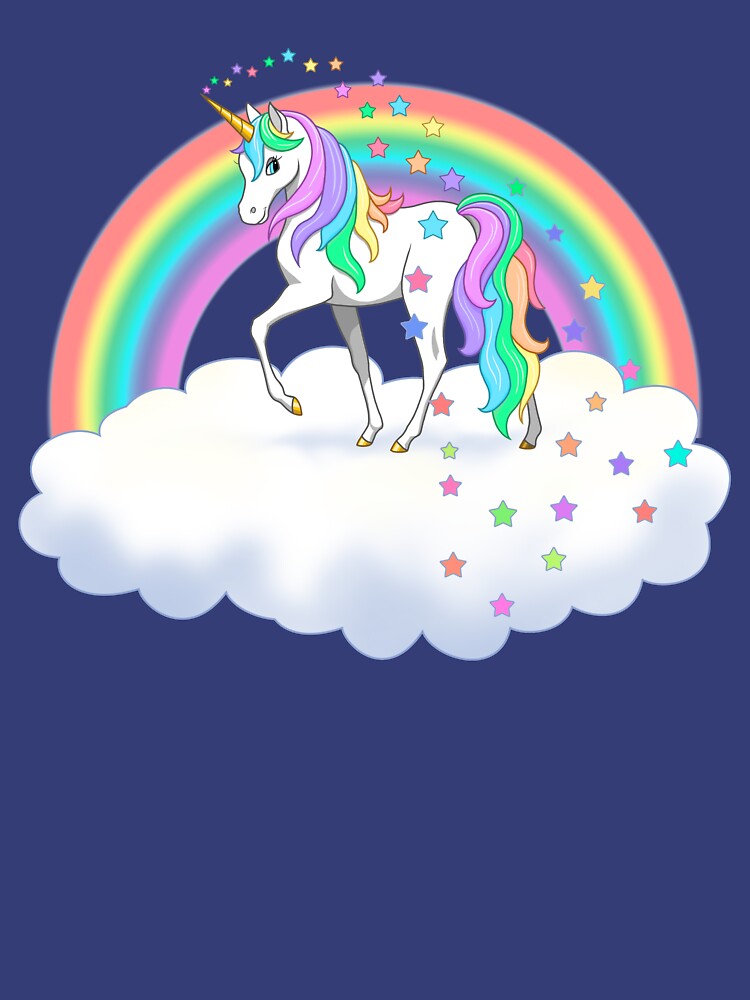 "Pretty Rainbow Unicorn Clouds Colorful Falling Stars" T-shirt for Sale ...