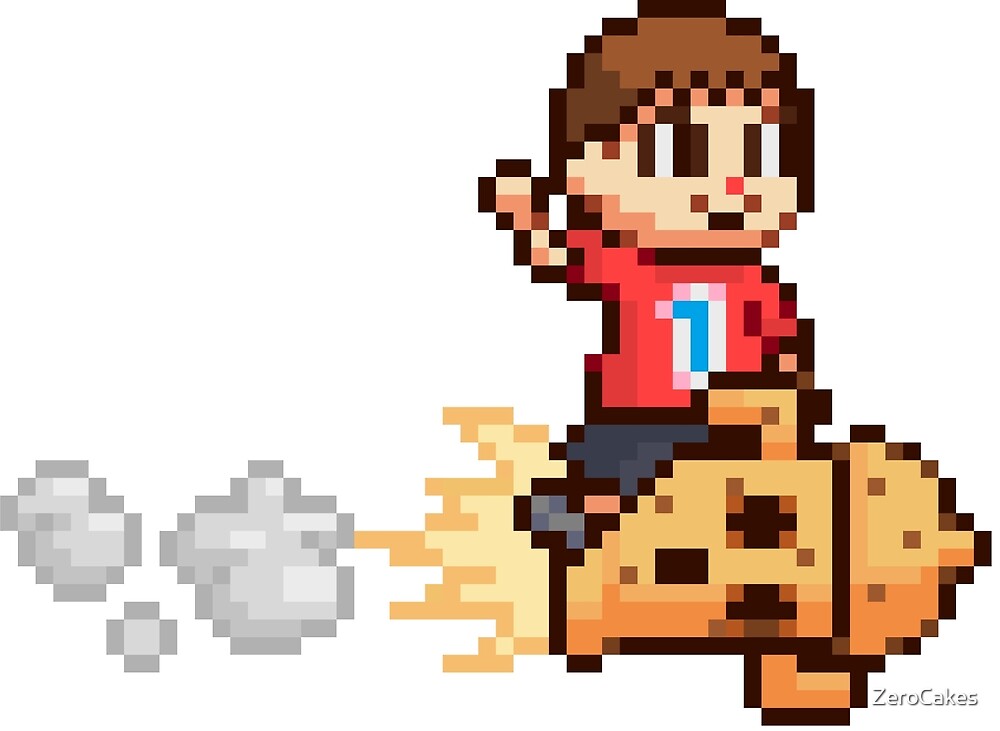 "8-Bit Villager Riding Lloid Rocket (SSB4)" by ZeroCakes | Redbubble