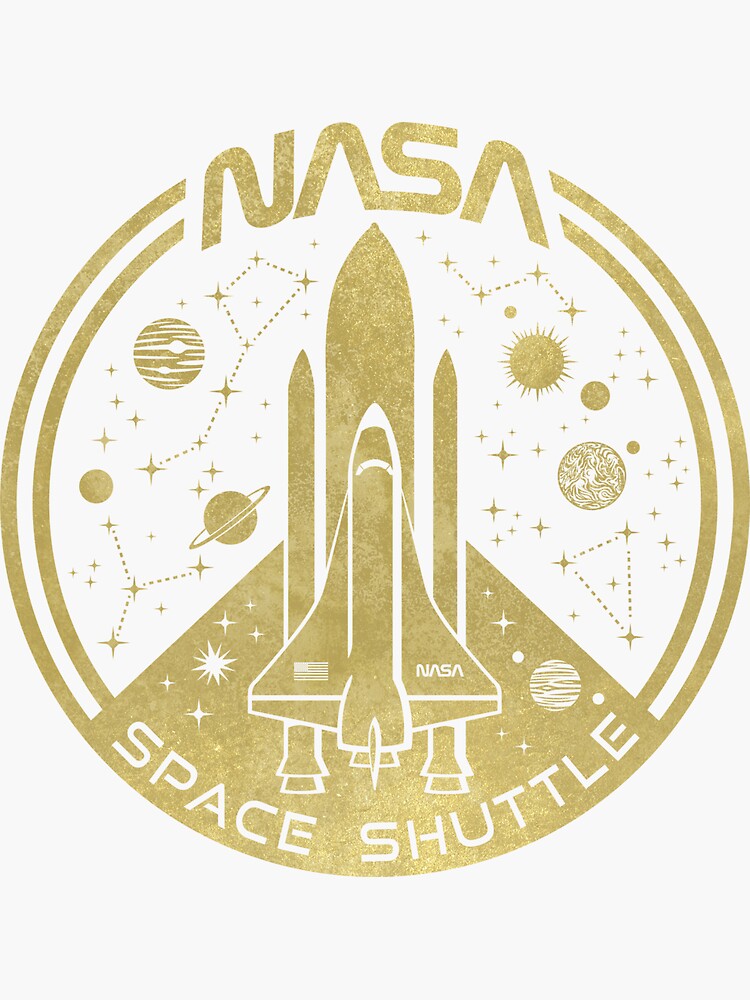"USA Space Shuttle Round Emblem - Vintage Gold" Sticker by Lidra-Redesign | Redbubble