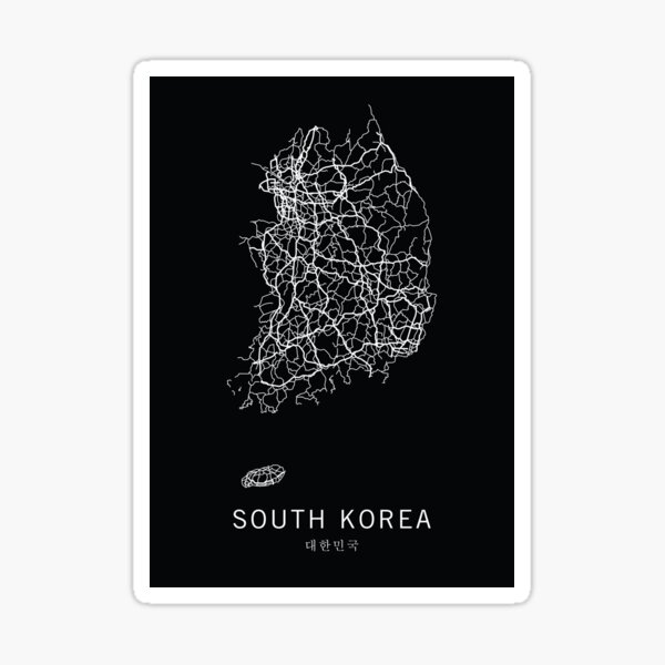 "South Korea Road Map " Sticker by clarkstpress | Redbubble
