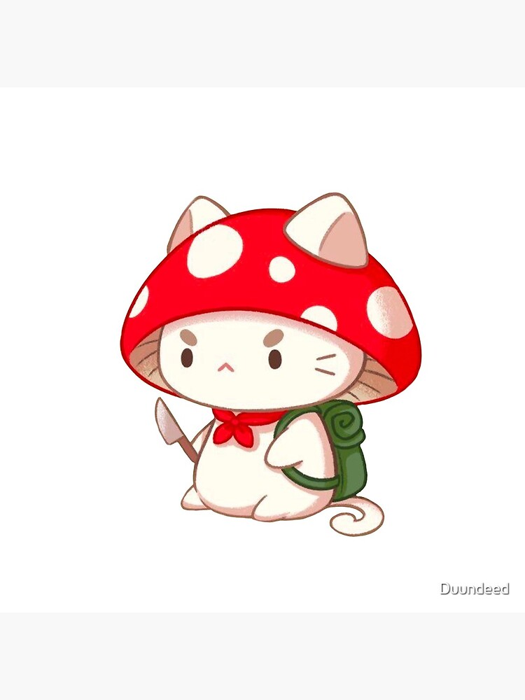 Cojín «Lindo gatito enojado con cabeza de hongo y cuchillo en las manos ...