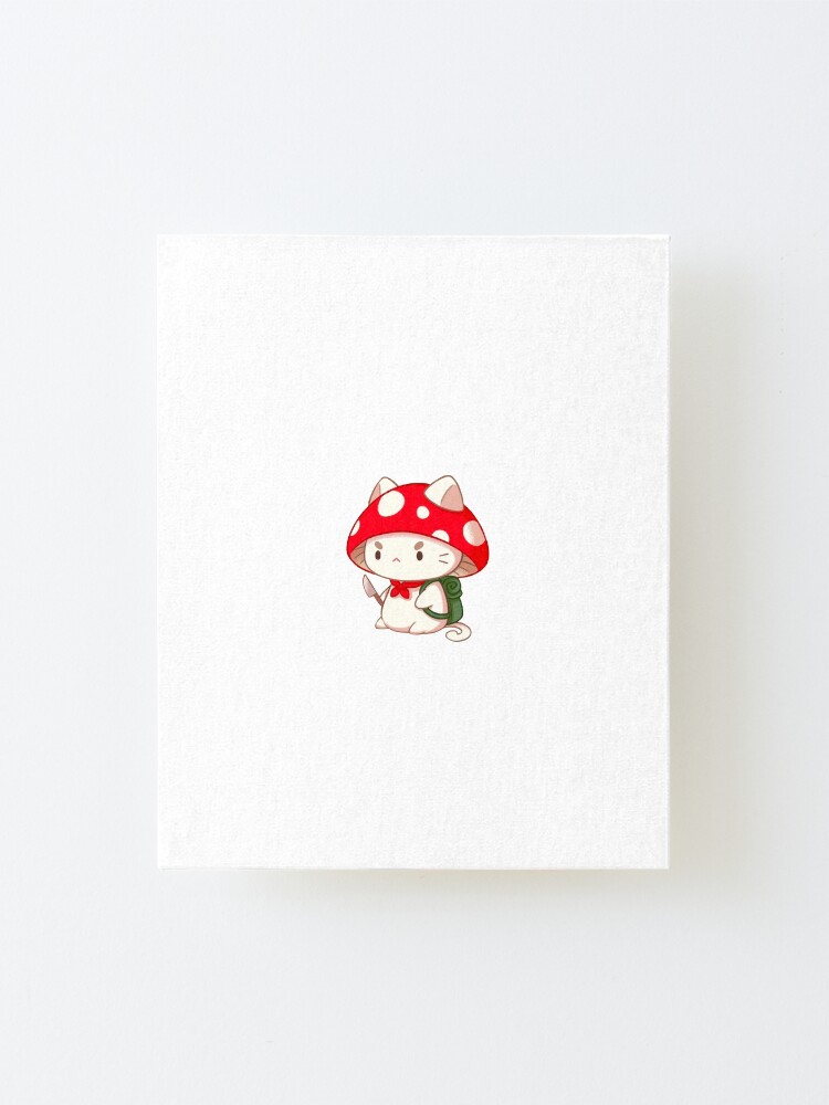 Lámina montada «Lindo gatito enojado con cabeza de hongo y cuchillo en ...