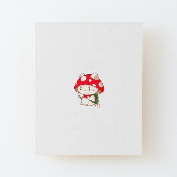 Lámina montada «Lindo gatito enojado con cabeza de hongo y cuchillo en ...