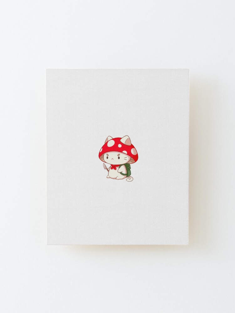 Lámina montada «Lindo gatito enojado con cabeza de hongo y cuchillo en ...