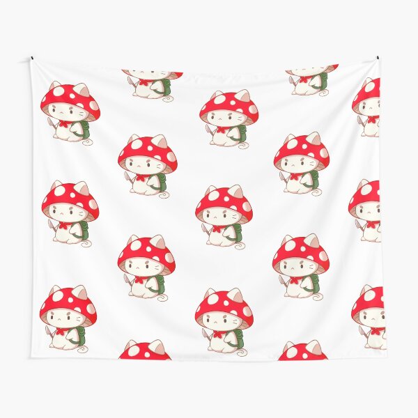 Tela decorativa «Lindo gatito enojado con cabeza de hongo y cuchillo en ...