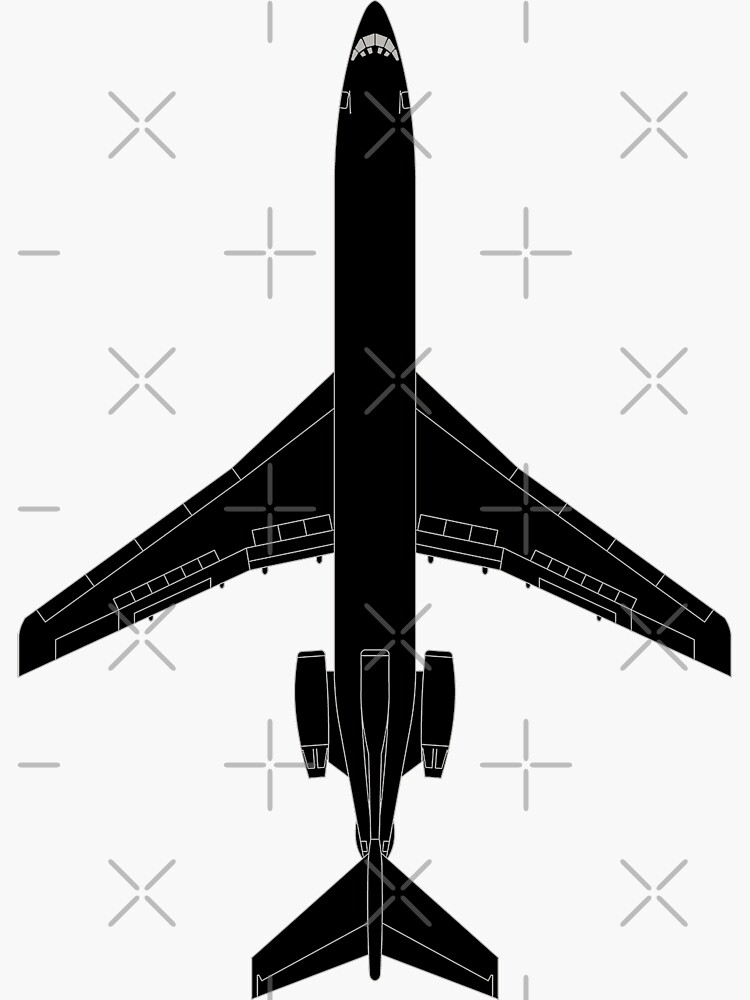 "Boeing 727 Black Top View" Sticker for Sale by magazinecombate | Redbubble