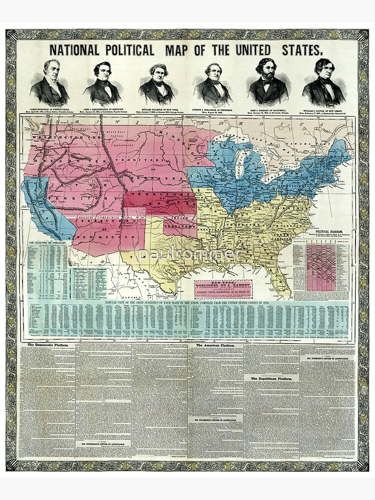 "United States - National political map - 1856" Art Print for Sale by ...