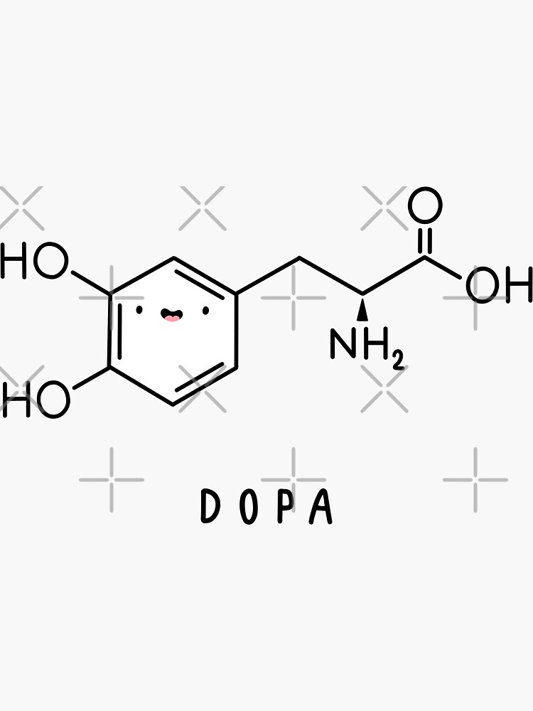 "Kawaii DOPA Dihydroxyphenylalanine Chemical Structure" Sticker by ...