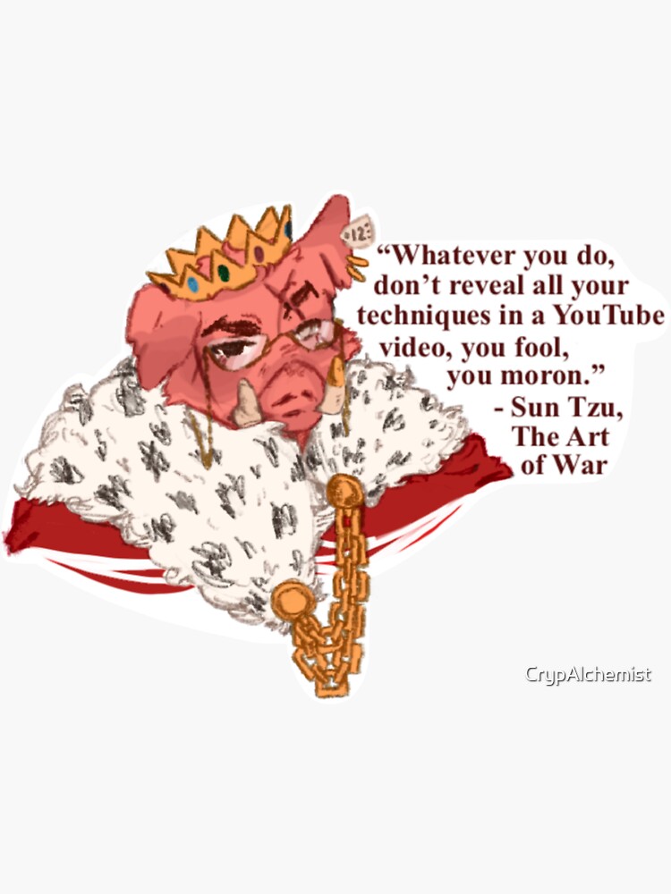 "Piglin Technoblade Sun Tzu Quote" Sticker for Sale by CrypAlchemist ...