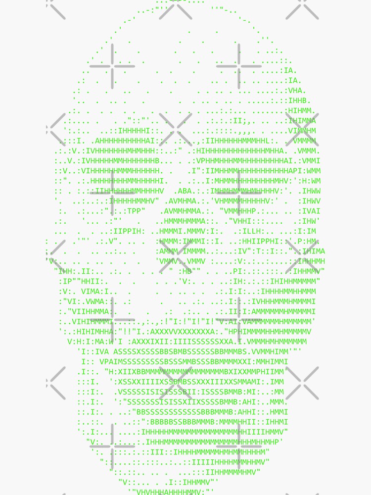 "Skull Ascii Art" Sticker for Sale by typo-n-quotes | Redbubble