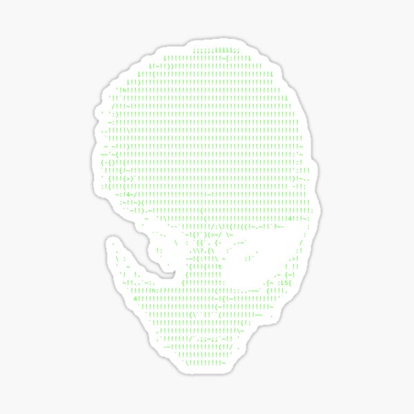 "Alien face Ascii Art" Sticker for Sale by typo-n-quotes | Redbubble