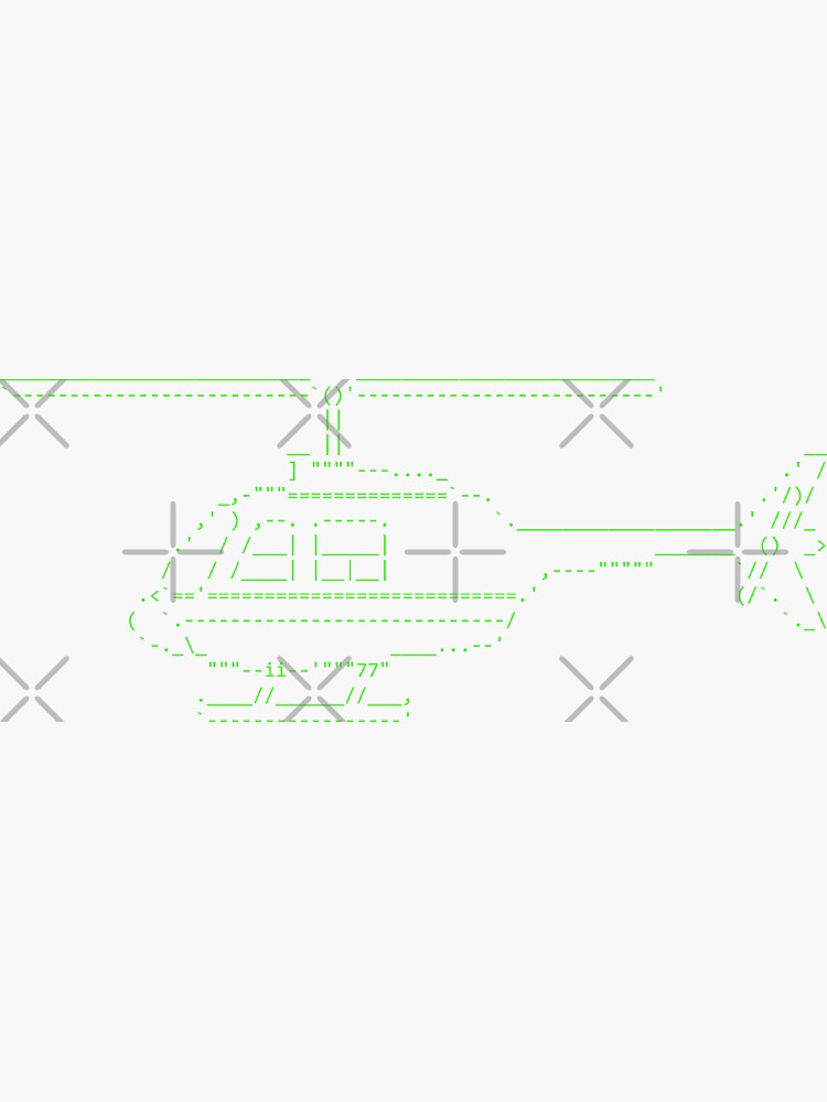 "Helicopter Ascii Art" Sticker for Sale by typo-n-quotes | Redbubble