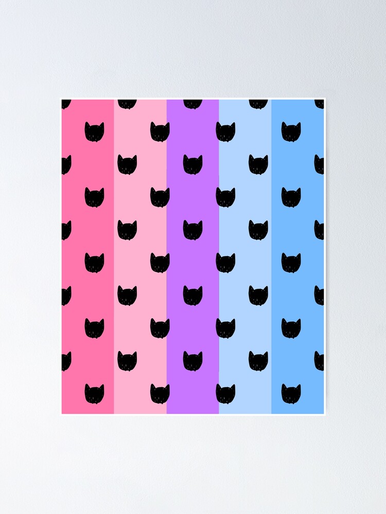 Catgender Pattern Lgbt Catgender Flag Cat Logo Rainbow Poster For