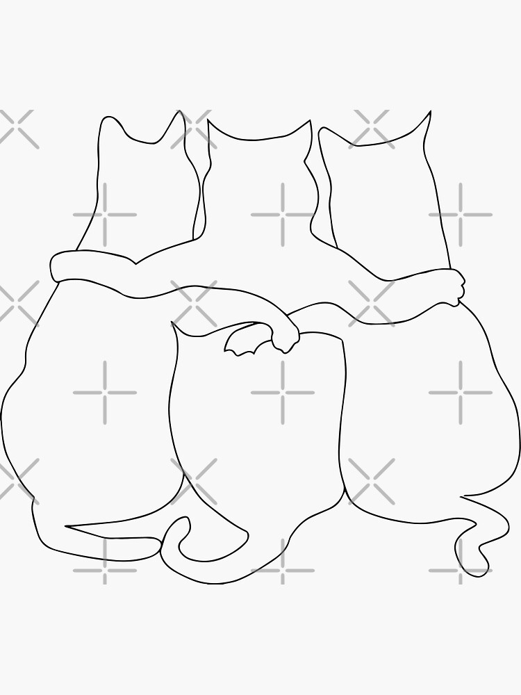 "3 Cats Together Line Art" Sticker for Sale by Mrs-PenLine | Redbubble