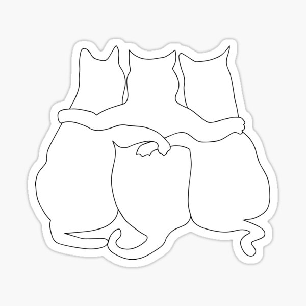 "3 Cats Together Line Art" Sticker for Sale by Mrs-PenLine | Redbubble