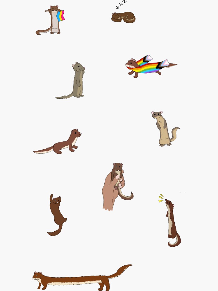 "Summer Weasel Sticker Pack (with pan flag)" Sticker for Sale by ...