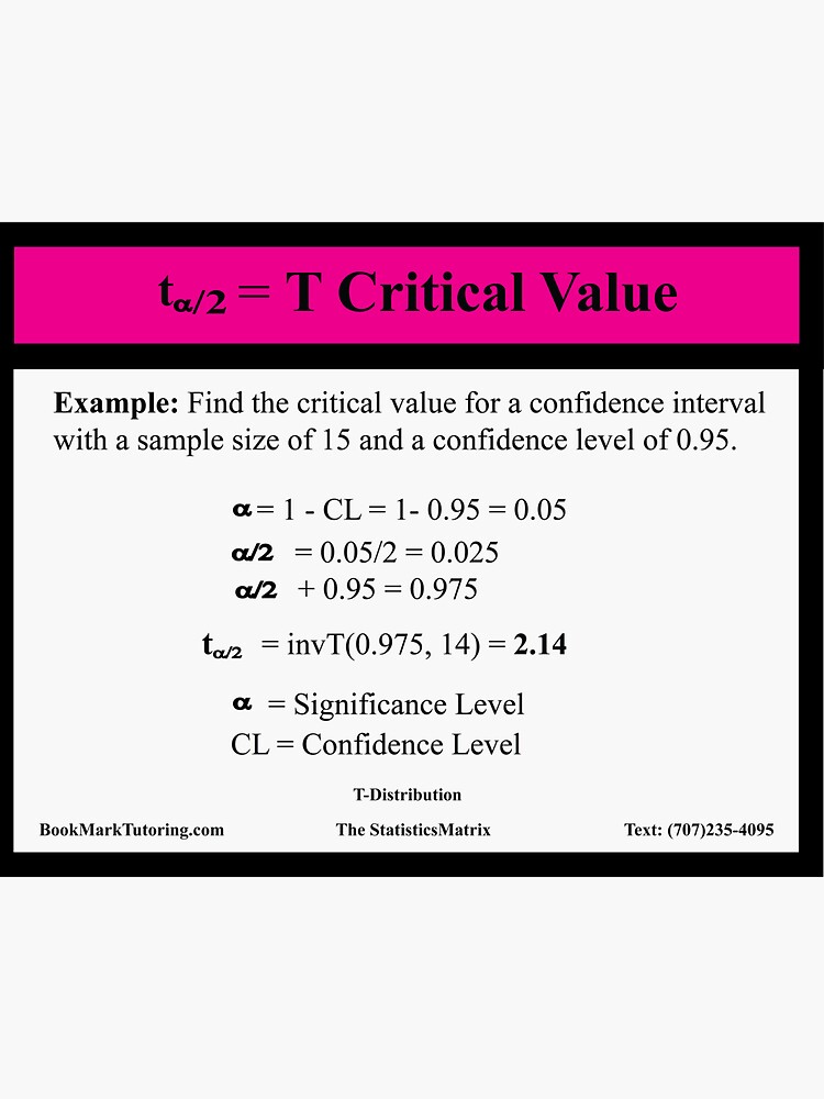 "T Distribution Critical Value Calculation: The StatisticsMatrix at ...