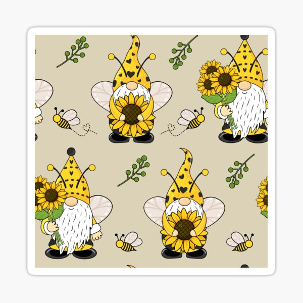 "Bee Gnomes And Sunflower" Sticker for Sale by SisileeGift | Redbubble