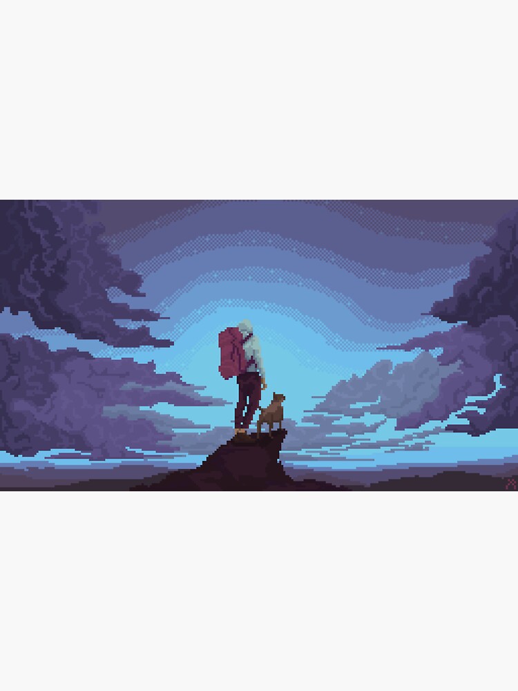 "Late Night Hike - Pixelated Pixel Drawing" Sticker by Nance929 | Redbubble