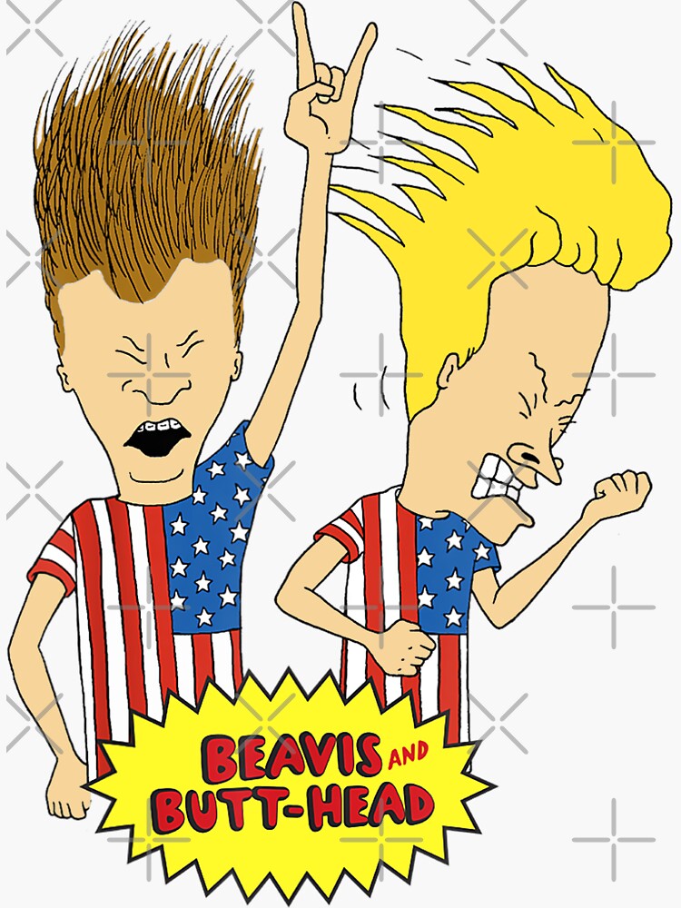 "Beavis and Butthead / Rock Out Us Flag / Beavis and Butt-head" Sticker ...