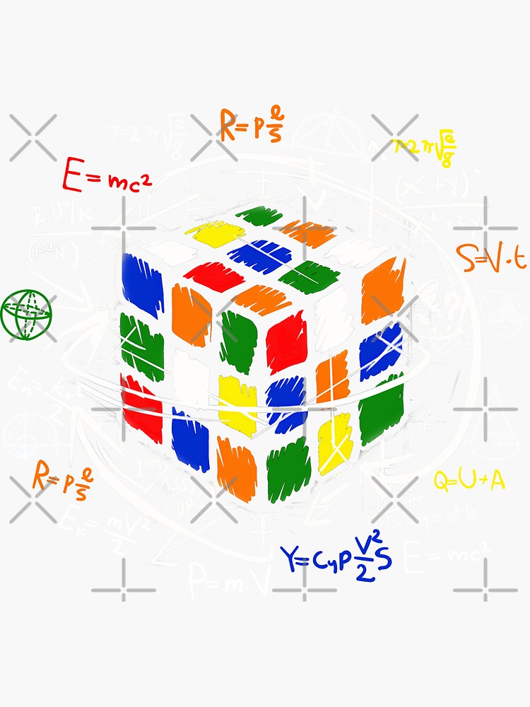 "Cool Math Rubik Rubics Player Cube Speed Cubing Math Lovers" Sticker ...