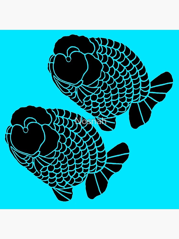 "Ranchu Goldfish Full Black Side View Pair Logo" Art Print by Nosnah ...