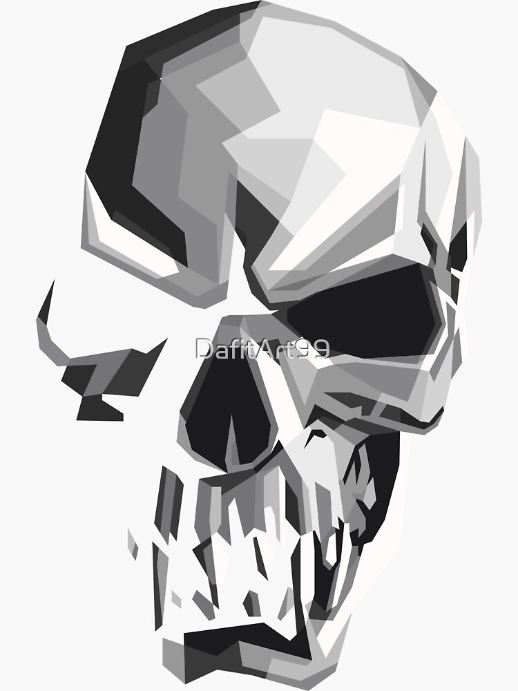 "Polygon Skull Black and White" Sticker for Sale by DafitArt99 | Redbubble