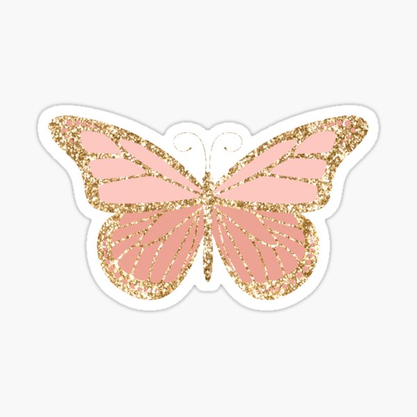 "Butterfly Peach Gold Glitter Sparkles" Sticker by SimplyyUnique ...