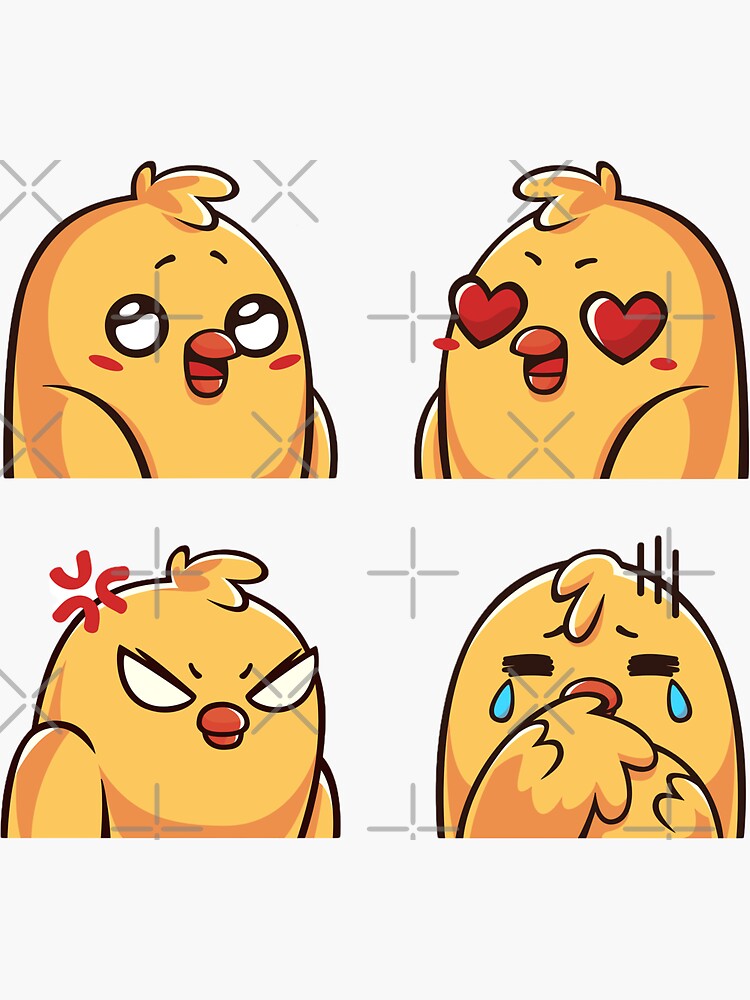 "Baby Chicken Emoticons Sticker Pack :>" Sticker for Sale by 44Apparel ...