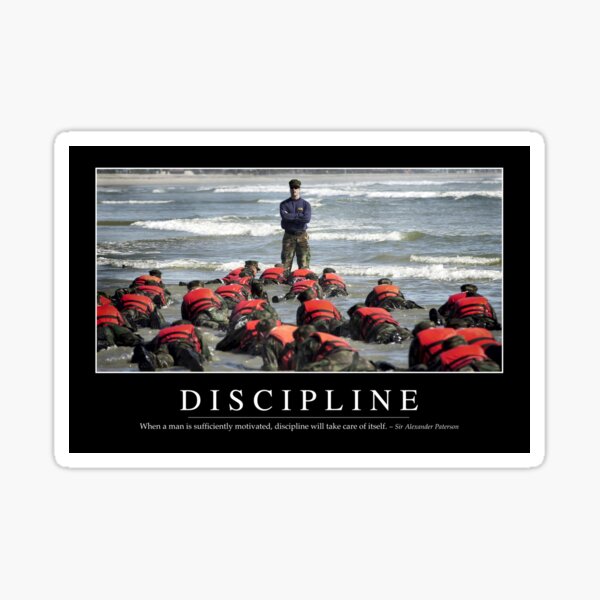 "Discipline: Inspirational Quote and Motivational Poster" Sticker for ...