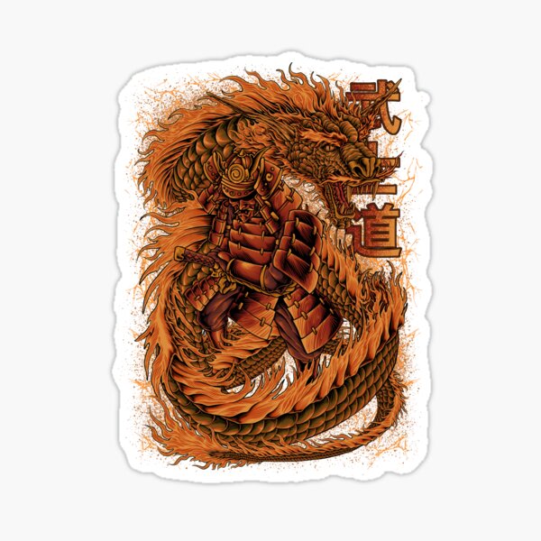 "samurai dragon fire" Sticker by AbdulJabbar95 | Redbubble