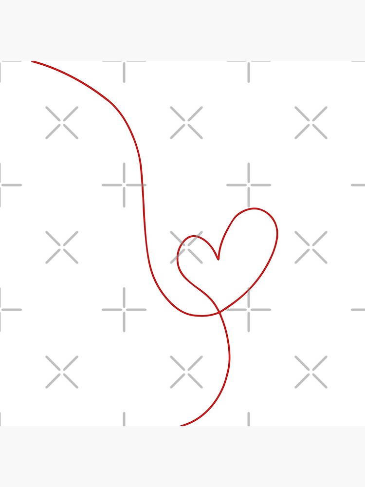 Lámina artística «Arte de una línea de corazón rojo - Línea continua de ...