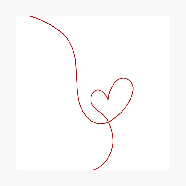 Lámina fotográfica «Arte de una línea de corazón rojo - Línea continua ...