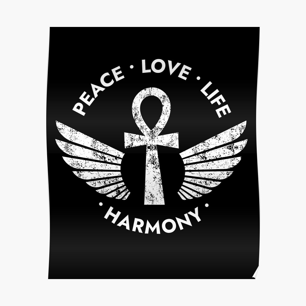 Peace Love Life Harmony Ancient Egyptian Winged Ankh Square Vinyl ...